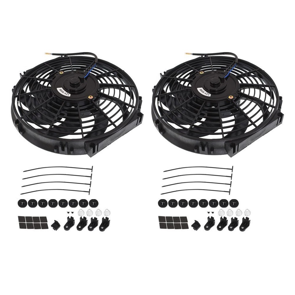 2PC 12" 12V Universal Slim Fan Push Pull Electric Radiator Cooling Fan ...