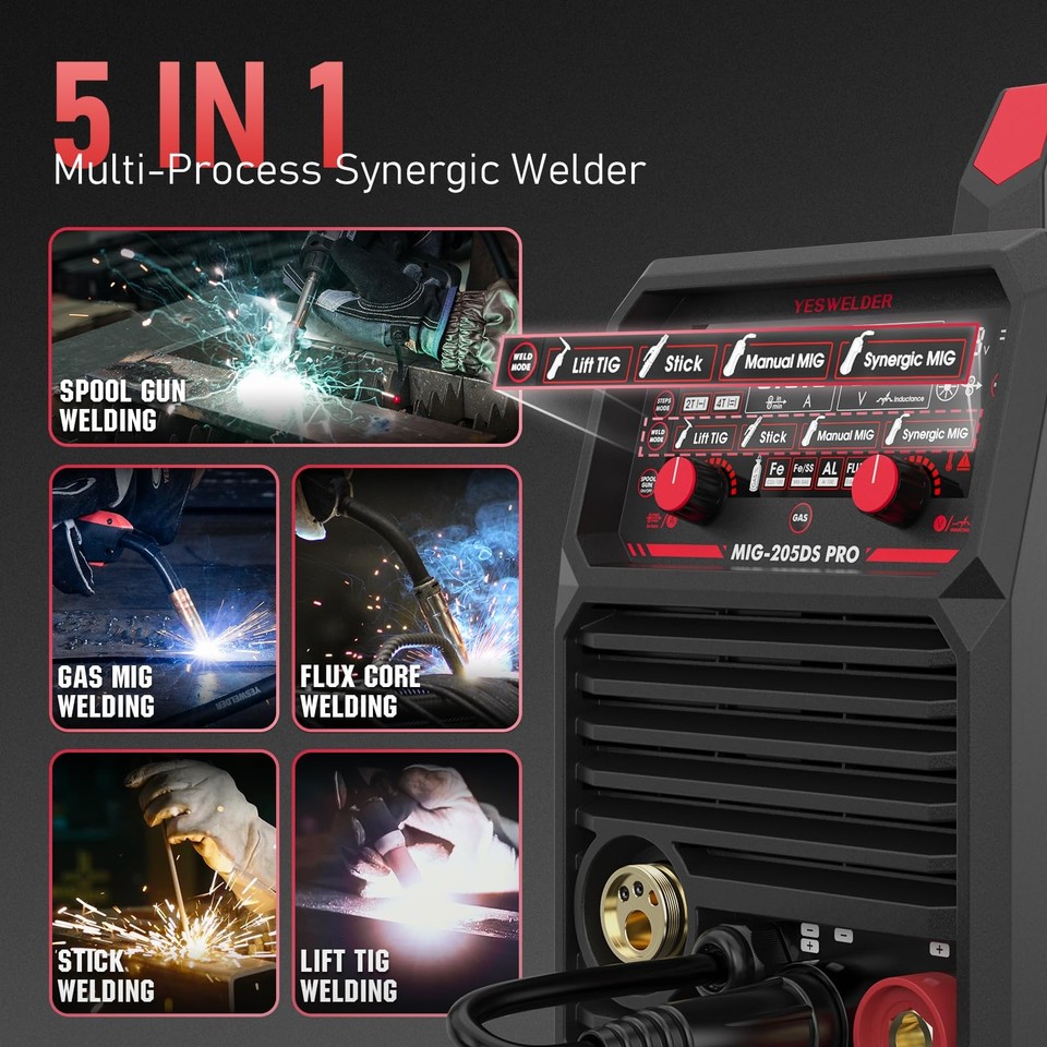 MIG-205DS PRO MIG Welder, 200Amp 110/220V Dual Voltage MIG Welding ...