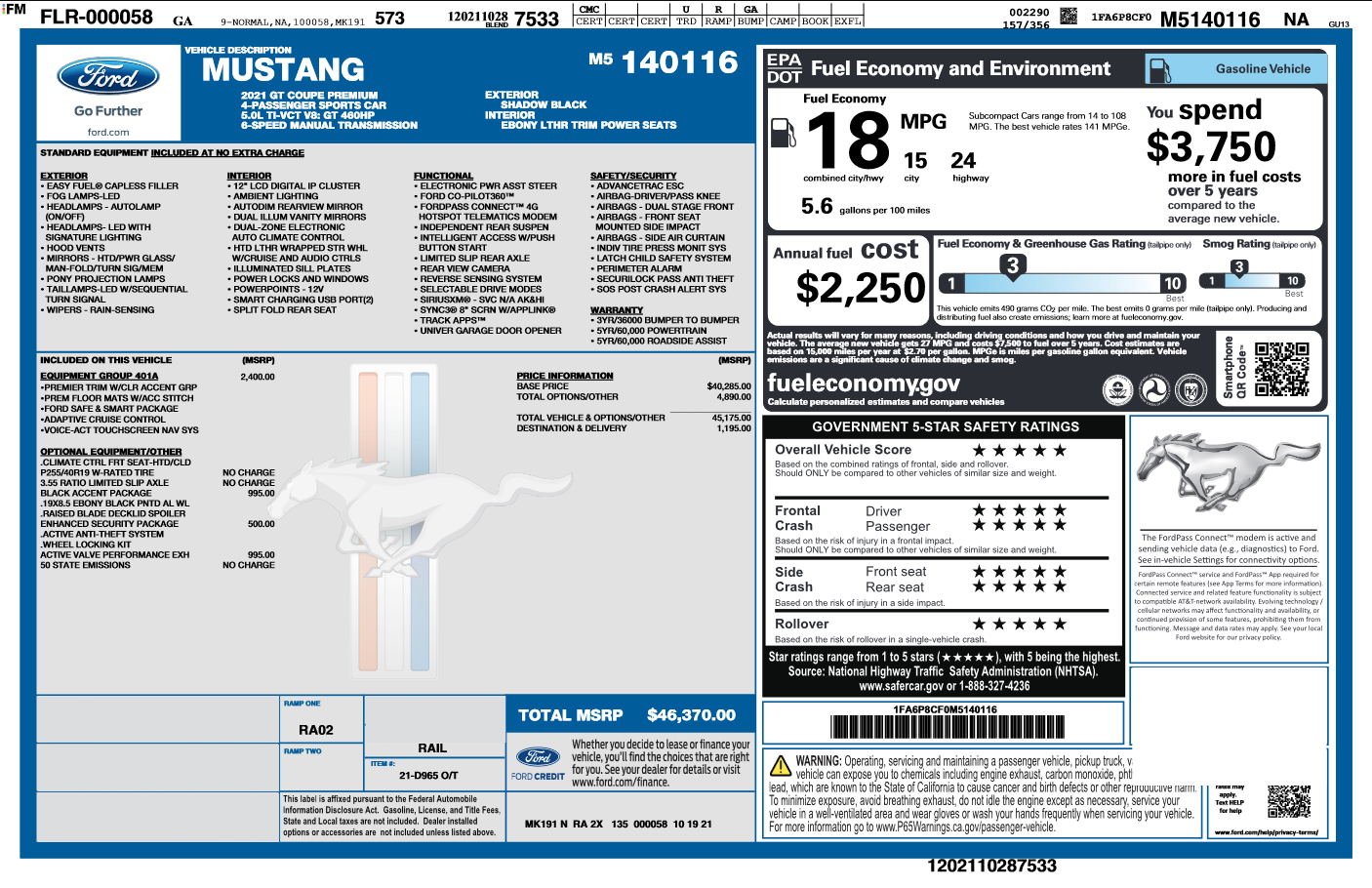 Original Car Dealer Monroney Label / Window Sticker in PDF Format | eBay