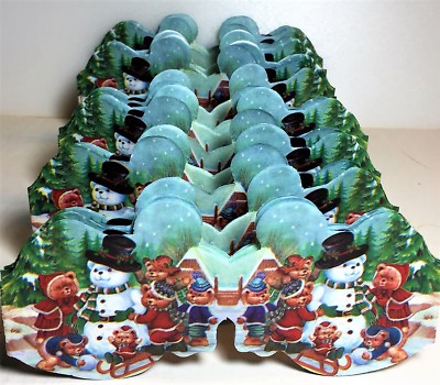 SNOWMAN PLAYING with TEDDY BEARS CHRISTMAS GARLAND Rare Mint SEALED ...