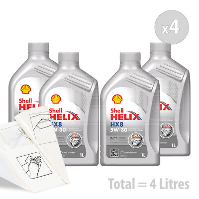 Car Engine Oil Service Kit / Pack 4 LITRES Shell Helix HX8 ECT 5w-30 4L ...