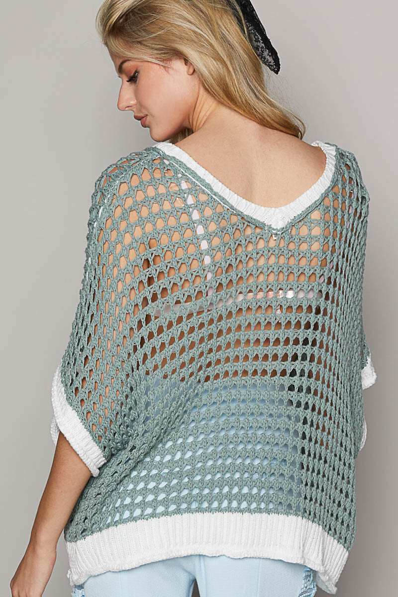 Open Crochet Oversized Peace Sign Sweater - POL | eBay