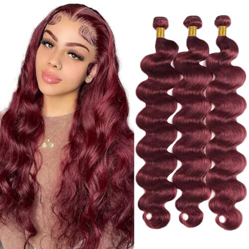 Wine Red Bundles 99J Human Hair Bundles Burgundy 28 30 32 Inch 99J Body ...