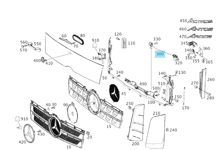 Genuine MERCEDES BENZ ACTROS Left Latch Front End Cowl Flap A9607502684 ...