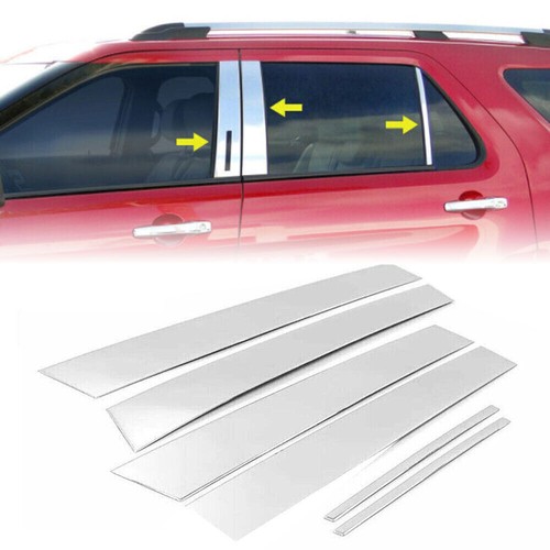 6PCS Chrome Steel Car Window BC Pillar Panel Cover Trim For Ford ...