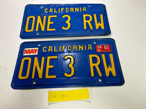 Vintage Pair California Blue & Yellow License Plate - Personalized ONE ...