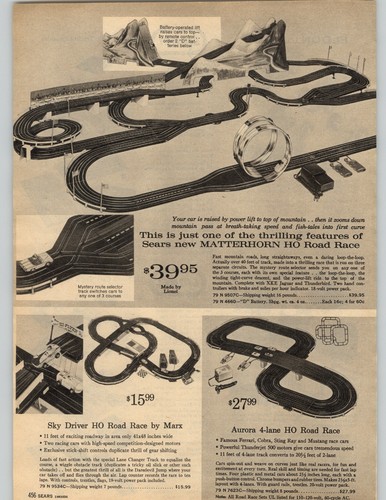 1965 PAPER AD Matterhorn HO Road Race Set Eldon Lionel Marx Aurora 4 ...