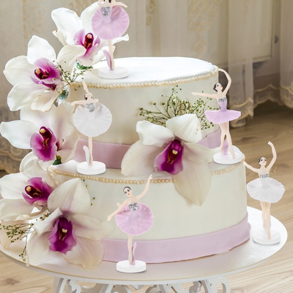 6 Pcs Plastic Ballet Girl Cake Decoration Figurines Lovely Assorted ...