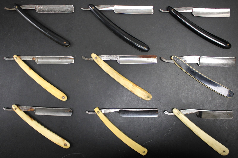 Lot of 9 Vintage Straight Razors In Varying Conditions By Various ...
