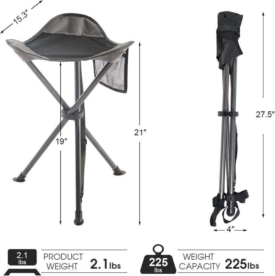 Tall Folding Tripod Stool for Outdoor Camping Walking Hunting Hiking ...