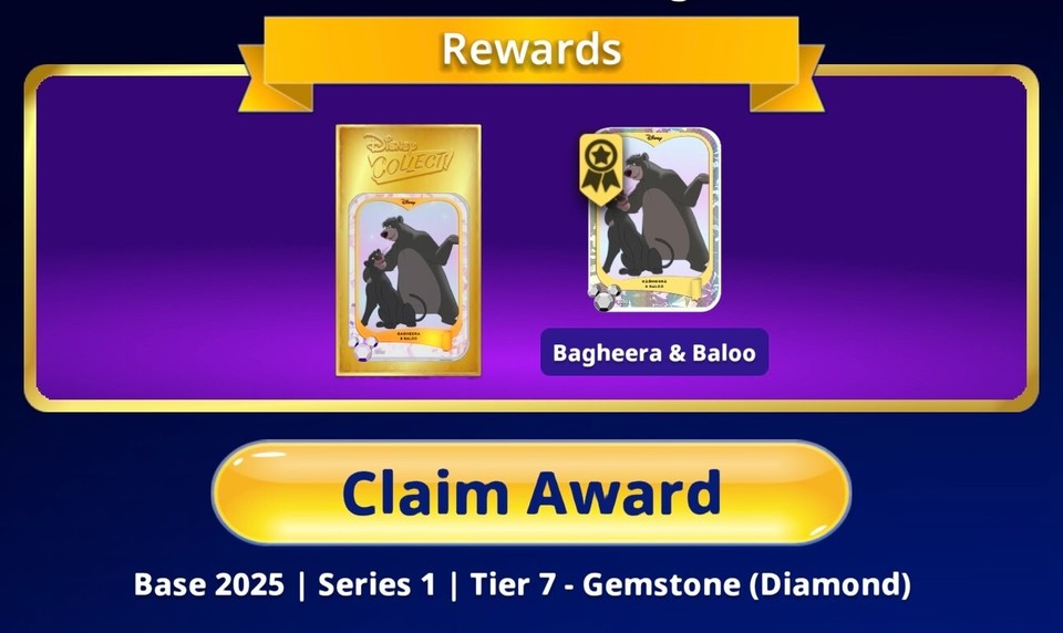 Topps Disney Collect Digital 2025 Base S1 Tier 7 Gemstone Diamond 100 ...