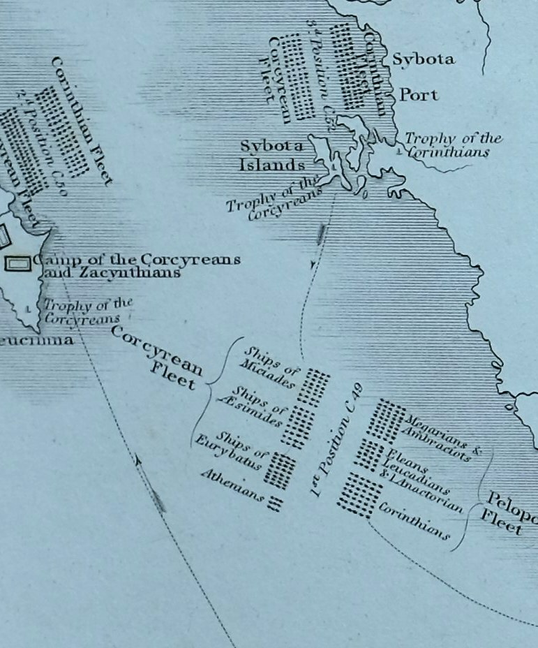 c1825 THUCYDIDES ANCIENT GREECE MAP BATTLE OF SYBOTA CAMP of ...