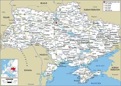 2009 CIA Ukraine Road Map Home School Geography Poster Print Study ...