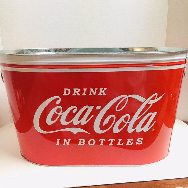 Coca-Cola Ice Bucket Party Tub Cooler Large Oval Galvanized Metal Tin ...