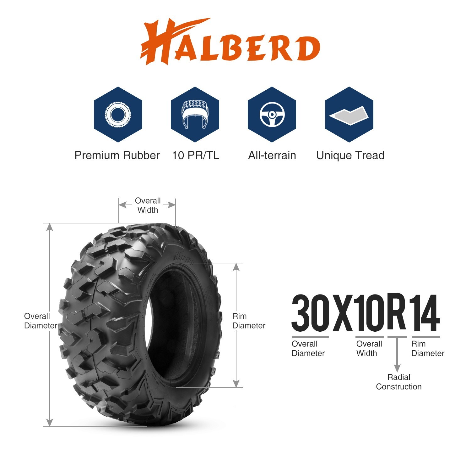 30X10R14 ATV UTV Tires Radial 10Ply 30X10X14 SXS Side By Side Tubeless ...