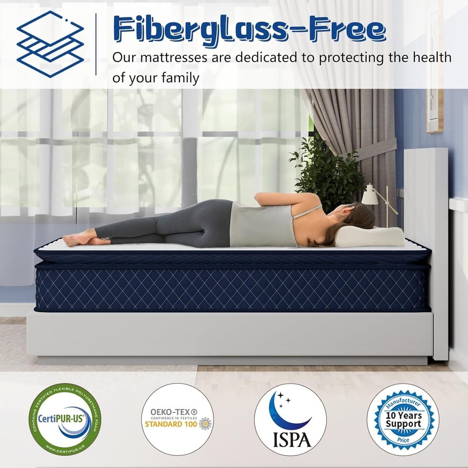 10"12"14" Hybrid Spring Mattress Twin Full Queen King Size Memory Foam ...