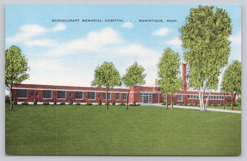Vintage Linen Postcard Schoolcraft Memorial Hospital Manistique MI | eBay