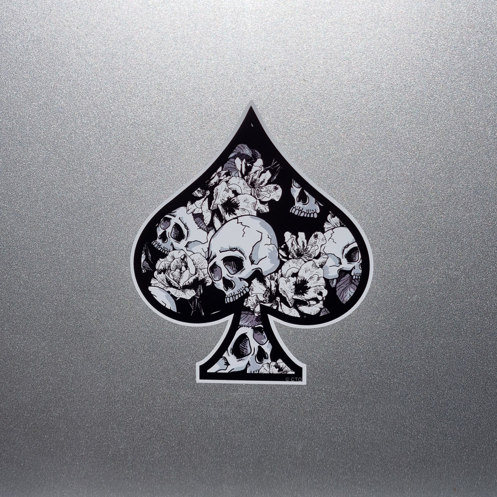 B&W Skull With Roses Ace of Spades Vinyl Sticker Decal For Car Van ...