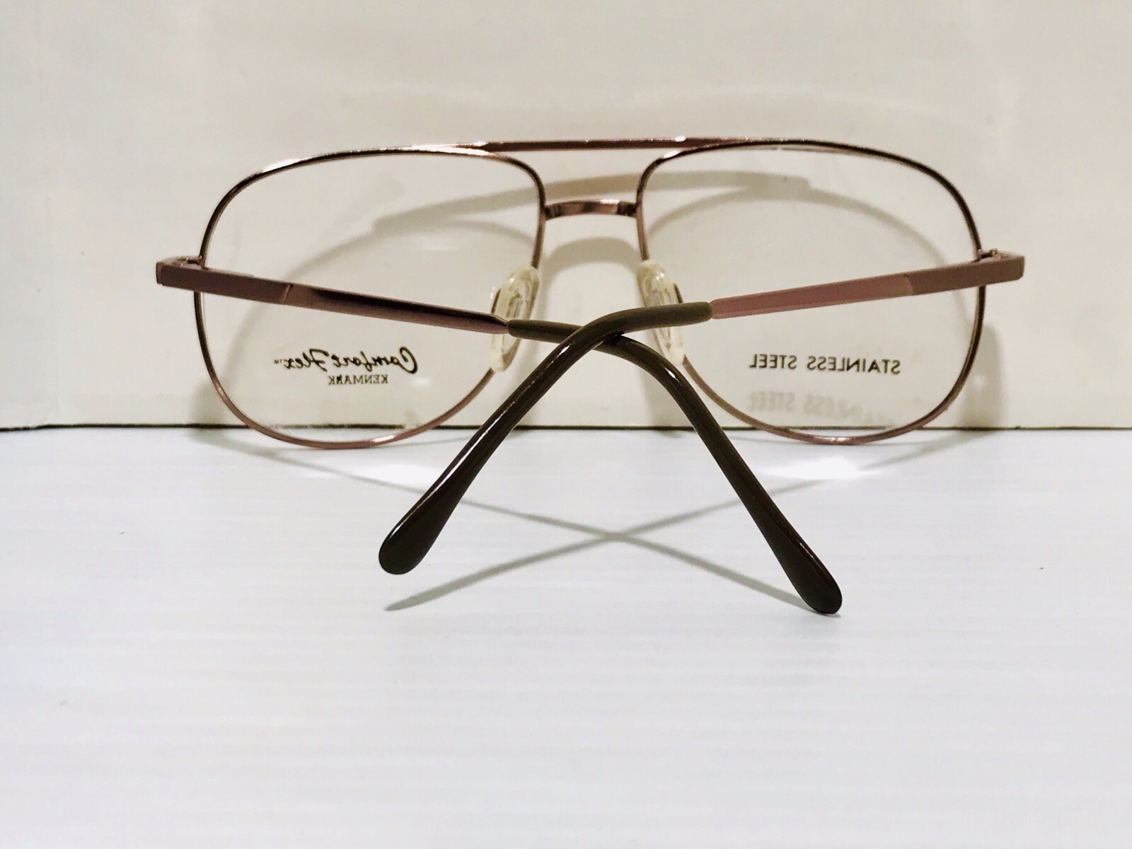 KENMARK FLEX 55mm SQUARE BROWN METAL MEN'S EYEGLASSES OPHTHALMIC FRAME ...