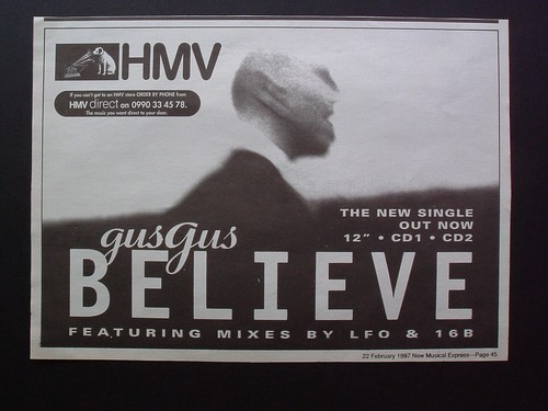 Rare 1997 - GUSGUS - Believe Single - Music Press Advert / Mini Poster ...