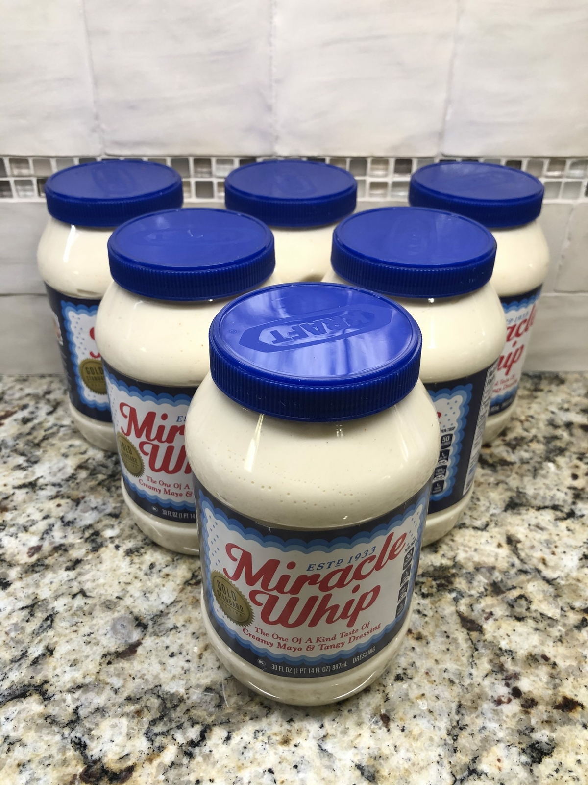 6 Quart Jars Miracle Whip Original Dressing 30 oz Mayonnaise Mayo FREE ...