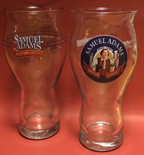 SET OF 2 Samuel Adams Glasses Boston Lager Beer Brewer Patriot Cheers ...