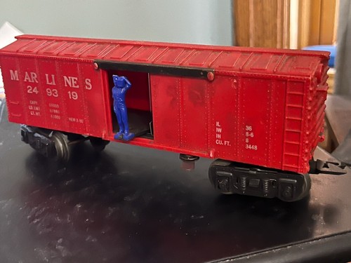 Vintage 1950s Marx Train Car Red Marlines 249319 - working man present ...