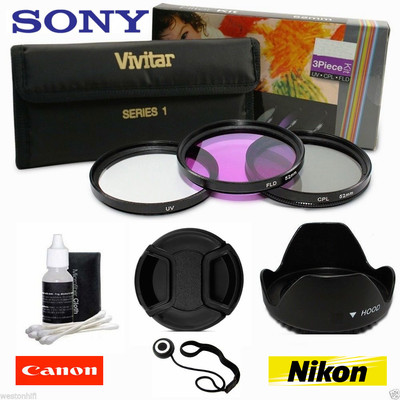 55MM UV CPL FLD Filter Kit for Sony Alpha A100 A200 A300 A700 A900 A230 ...