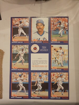 1984 NEW YORK METS Fan Club Baseball Complete Set with 9 Cards UNCUT ...