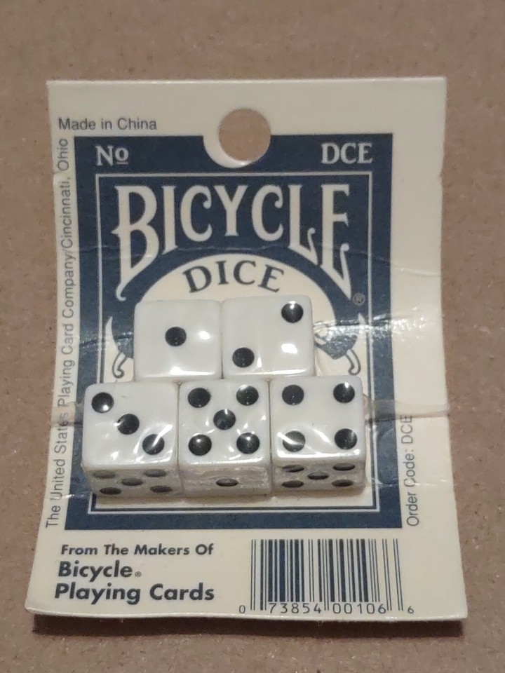 Vintage NIB New Bicycle Dice (5 count set) White - No DCE Blue Label | eBay