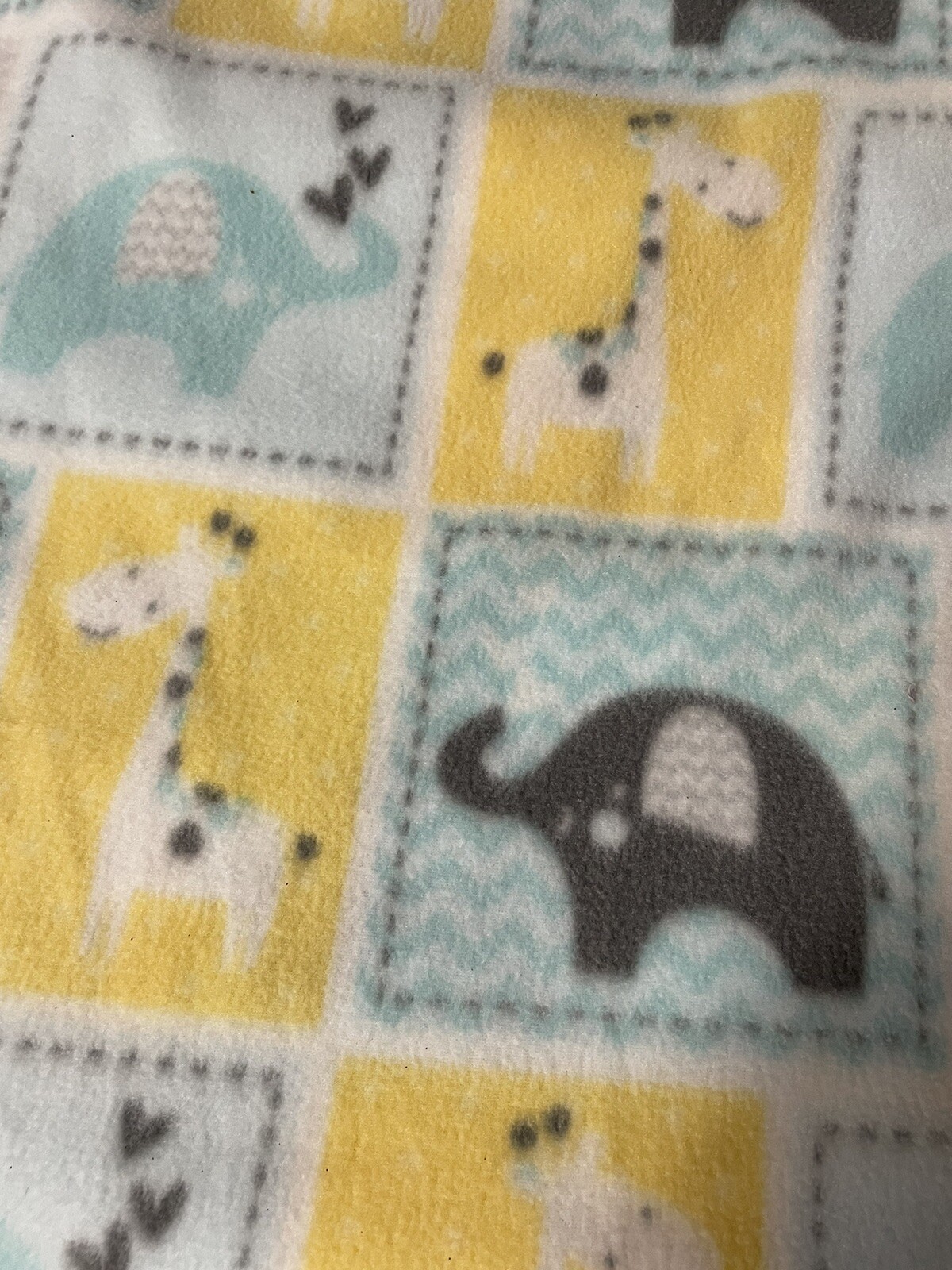 Elephant Fleece Baby Fabric Aqua and yellow - 1-1/4 Yards | eBay