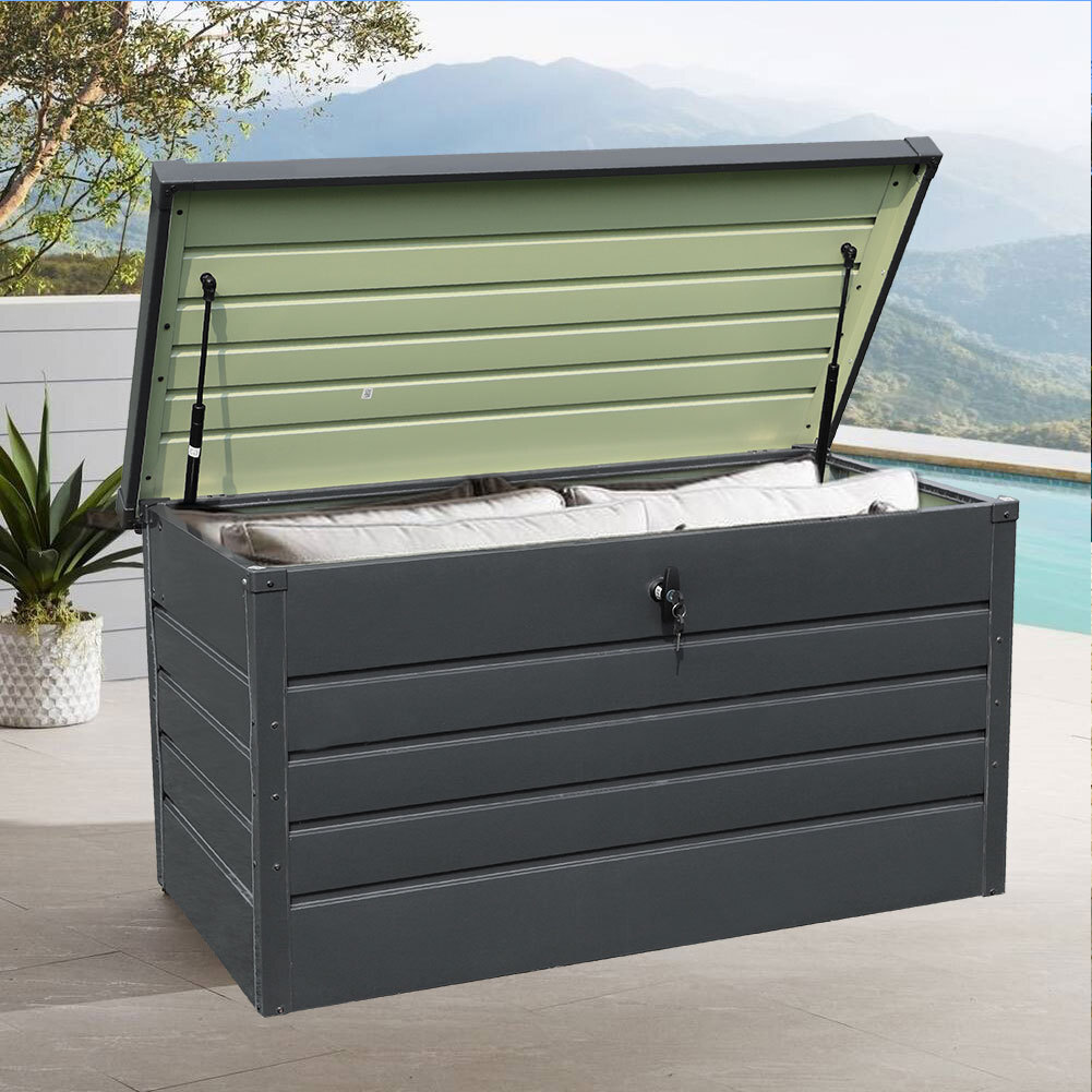 Outdoor Garden Metal Storage Box 200L/350L/600L Lockable Utility Chest ...