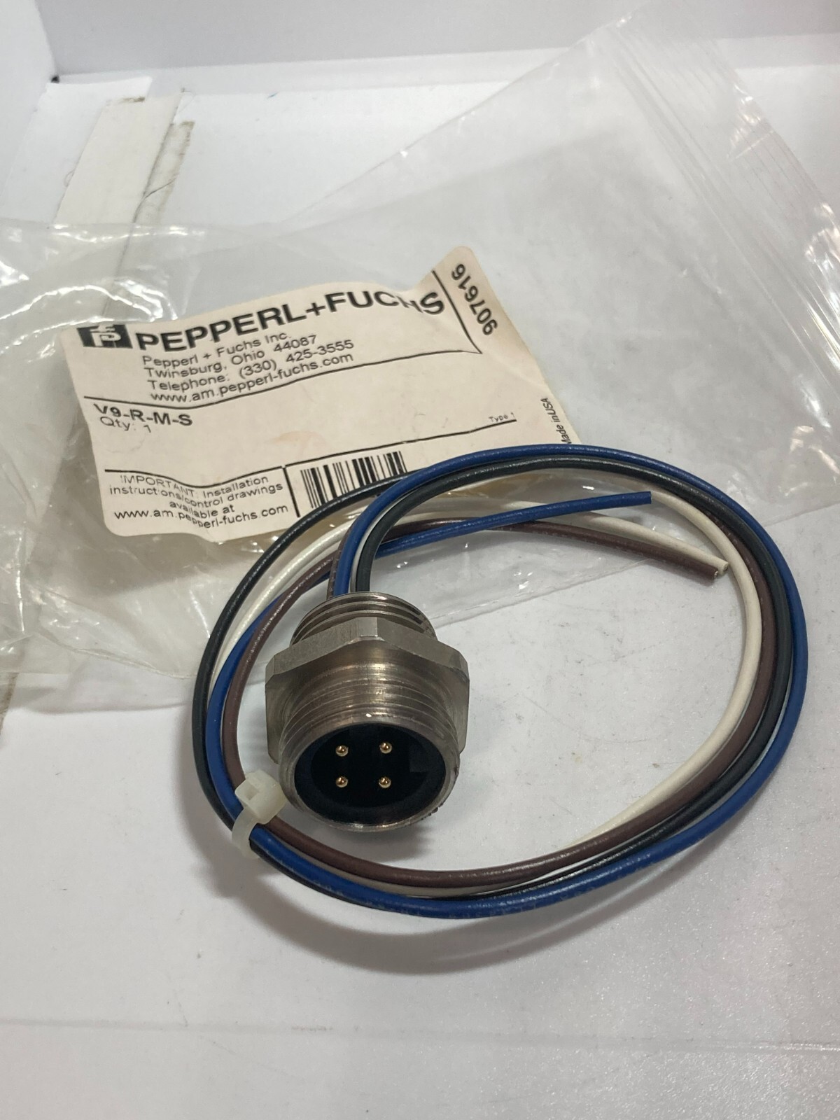 PEPPERL FUCHS V9-R-M-S RECEPTACLE 4-PINS 1/2" NPT for sale online | eBay