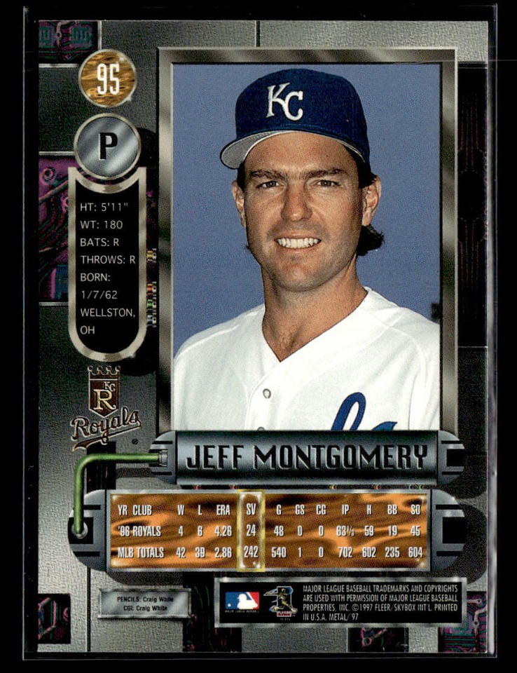 1997 Metal Universe #95 Jeff Montgomery Card Kansas City Royals | eBay