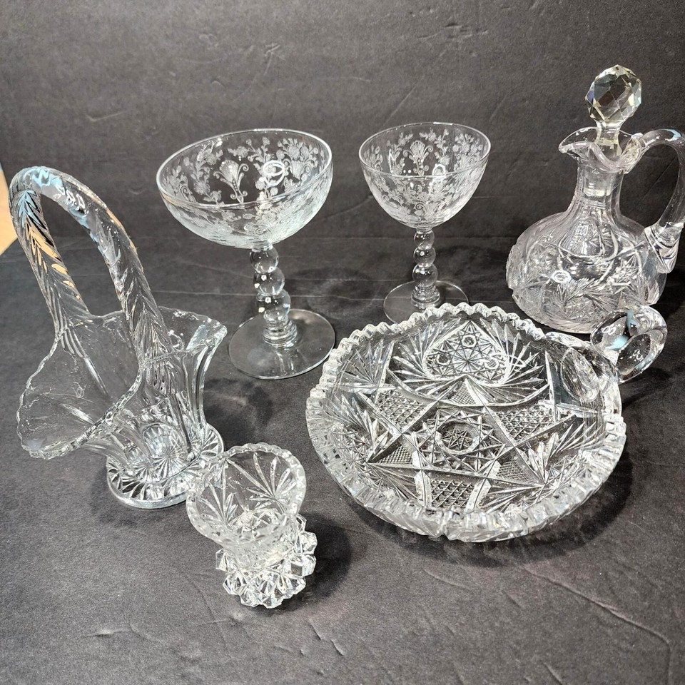 Duncan & Miller Lead Crystal Etched Elegant Glass Champagne Coupes ...