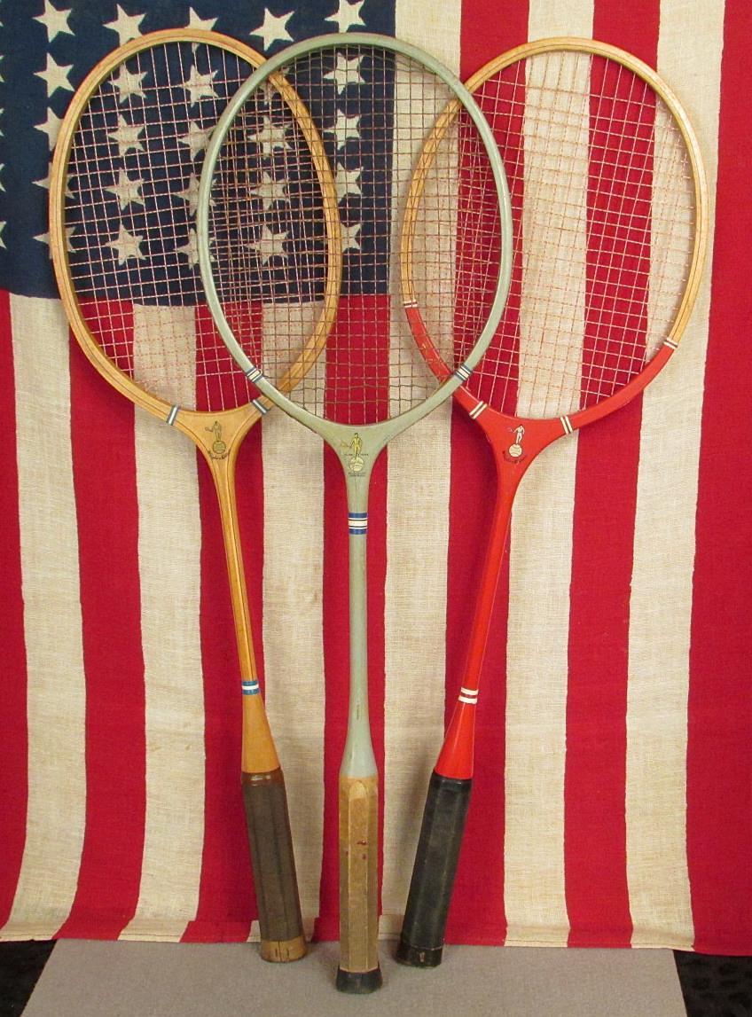 Vintage Wright & Ditson Wood Badminton Racquets Group of 3 Antique Wall ...