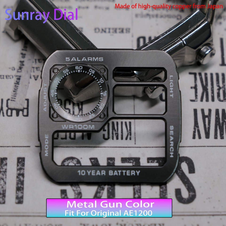 For Casio 3299 Module AE1200 Royale Mod Faceplate Metal Sunray Watch ...