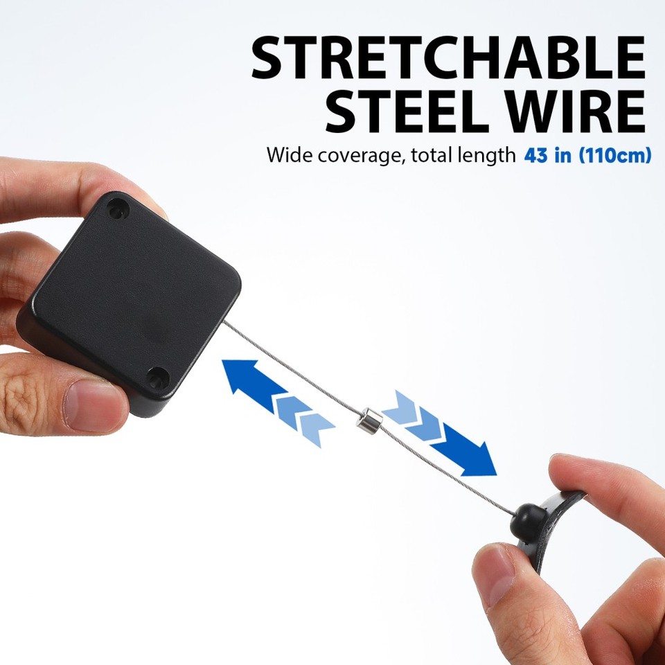 2 Count Automatic Telescopic Cable Lock Wire Retractable Remote Tether ...