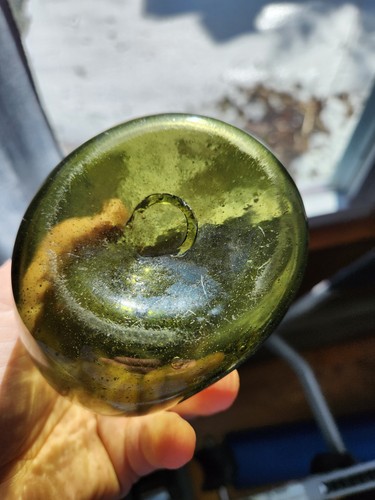 ANTIQUE FREE BLOWN CHESTNUT FLASK IN LIGHT GREEN 7" PONTILED | eBay