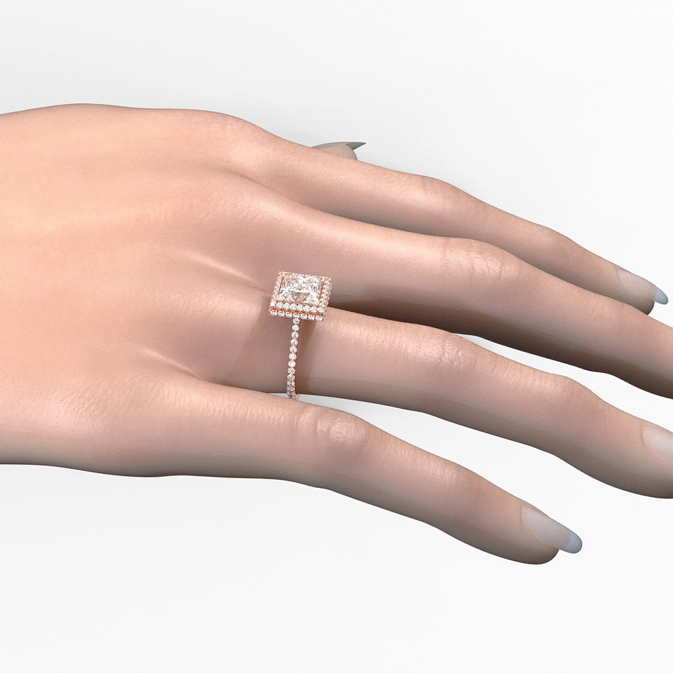 Affordable CVD Lab Created Princess Diamond Engagement Ring Rose Gold 3 ...