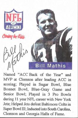Bill Mathis Signed NFL Alumni Card Clemson Jets | eBay