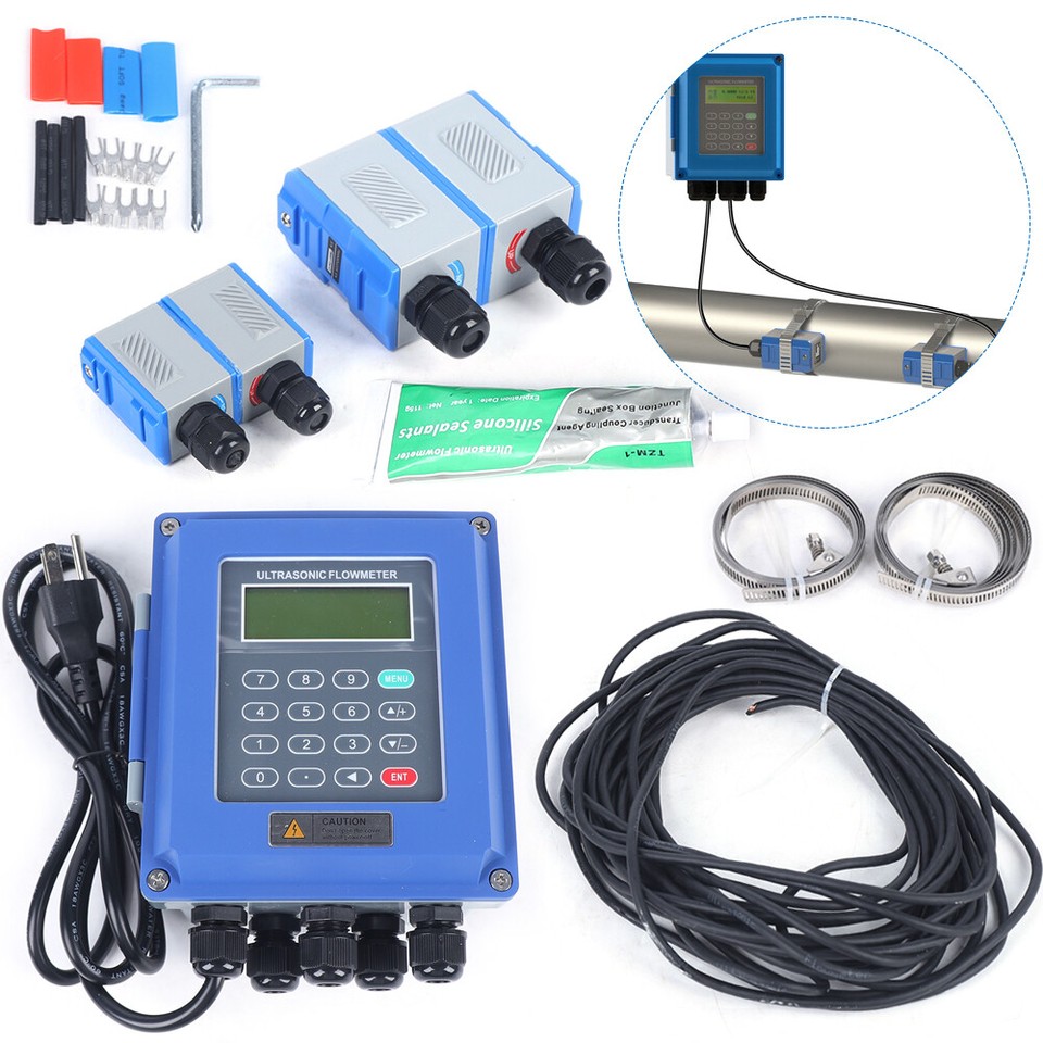 Wall Mounted Digital Ultrasonic Flowmeter Water Flow Meter & TM-1 TS-2 ...