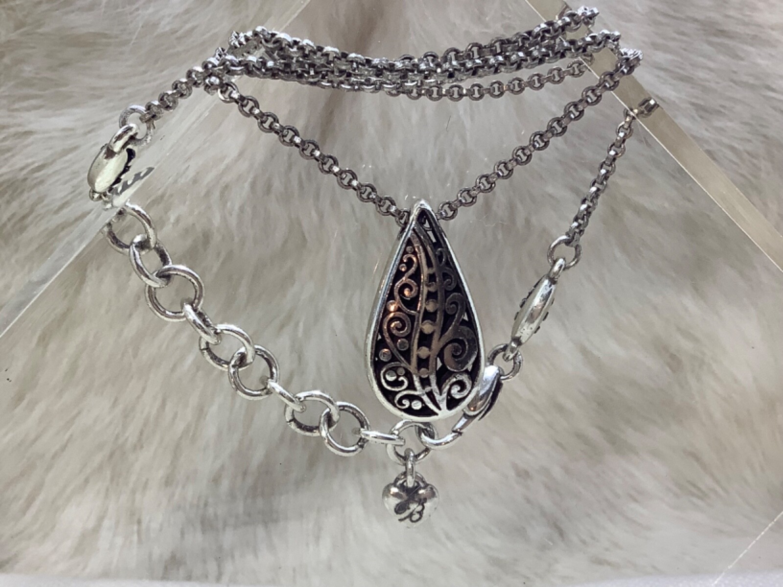 Brighton Contempo Token Teardrop Necklace - Silver Plated - 16"-18 ...