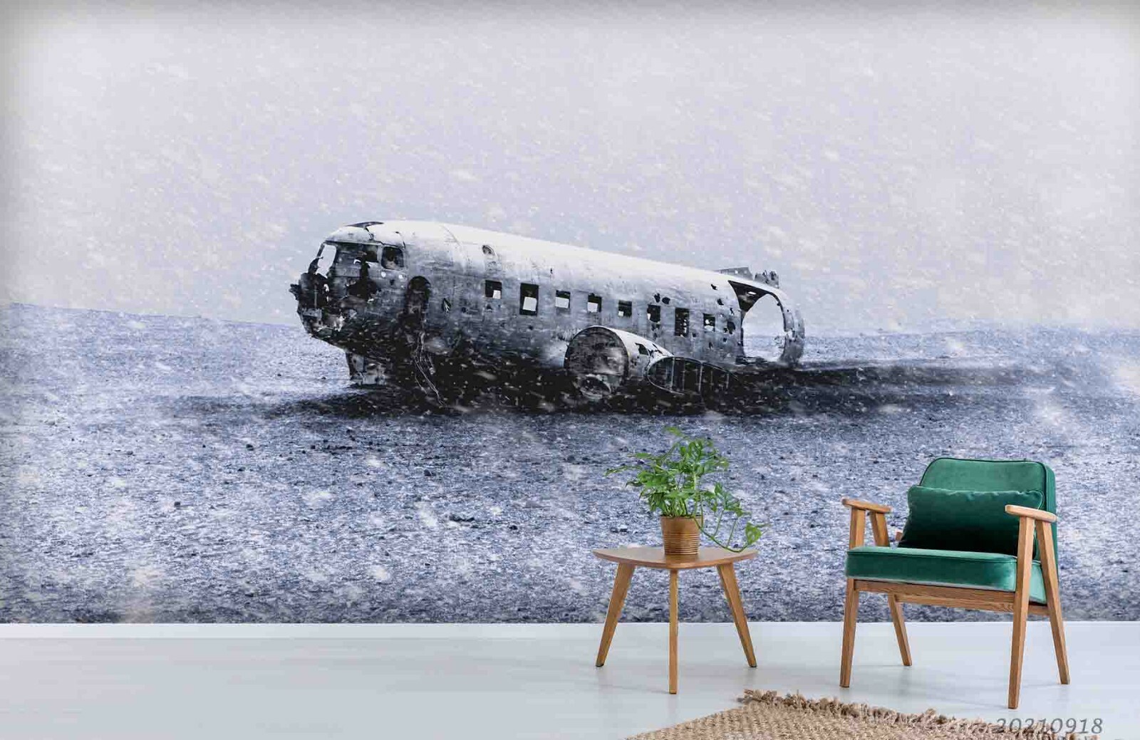 3D Broken Airplane Black White Wallpaper Wall Murals Removable ...