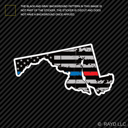 Distressed Thin Blue Red Line Maryland State Shaped Subdued US Flag ...