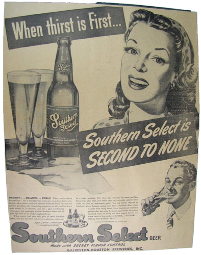 Vintage 1945 SOUTHERN SELECT Beer Bottle LARGE Newspaper Print Ad | eBay