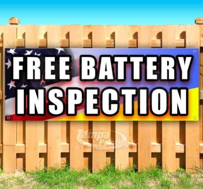 FREE BATTERY INSPECTION Advertising Vinyl Banner Flag Sign Many Sizes ...