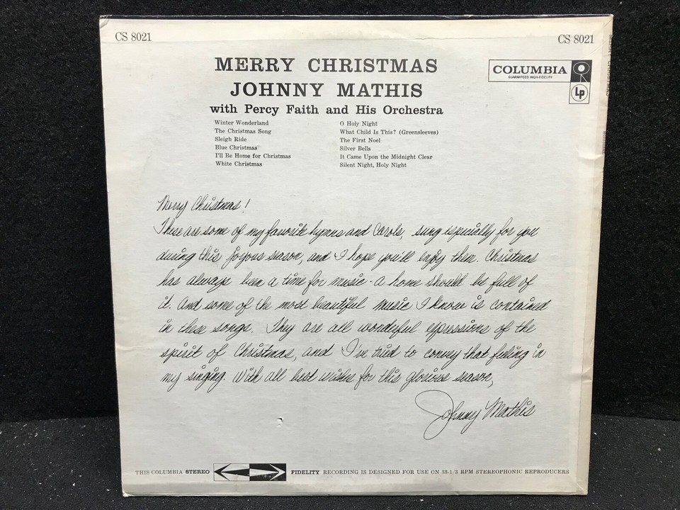 JOHNNY MATHIS / LP / MERRY CHRISTMAS / CBS 8021 / JACKET IS (EX) / DISC ...