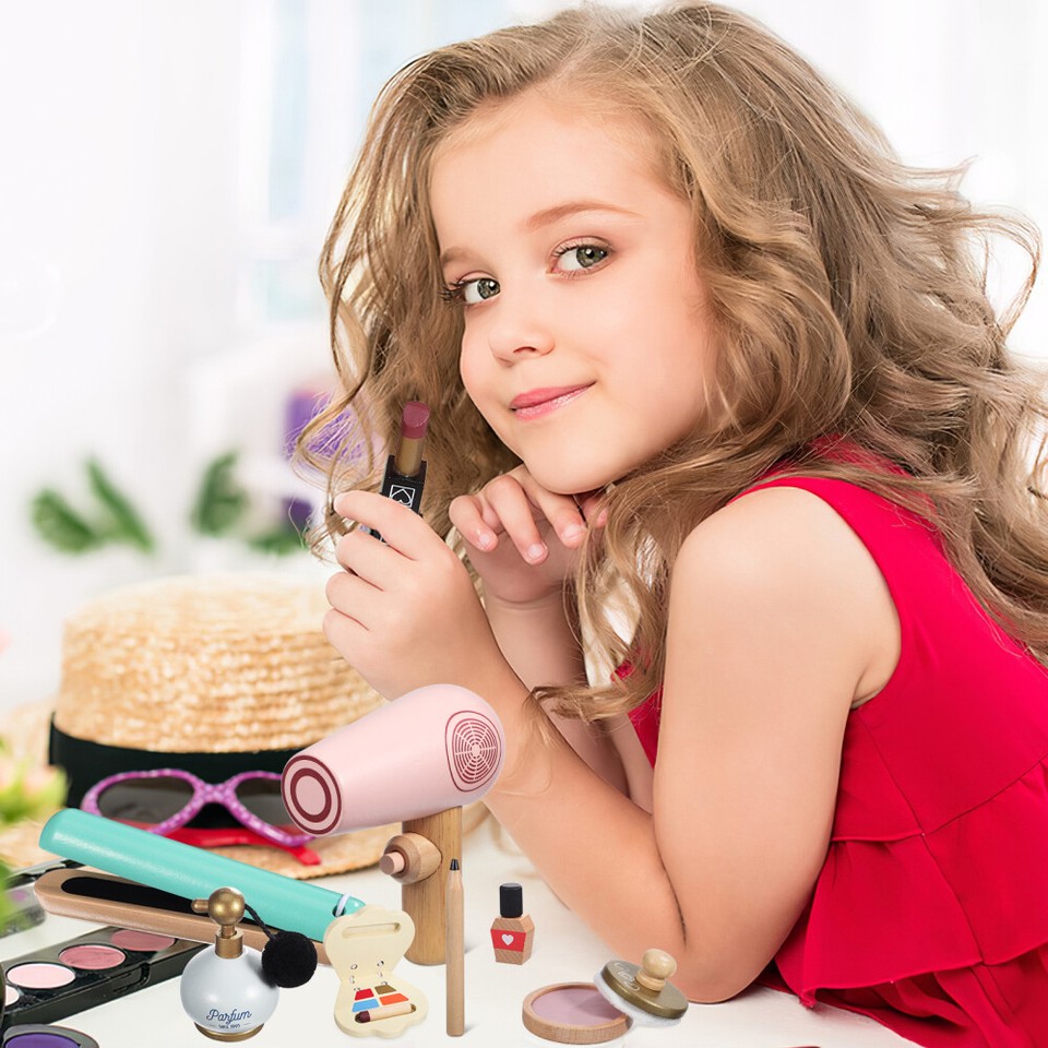 2 Sets Pretend Makeup Kit Kids Makeup Play Set Wooden Pretend Play ...