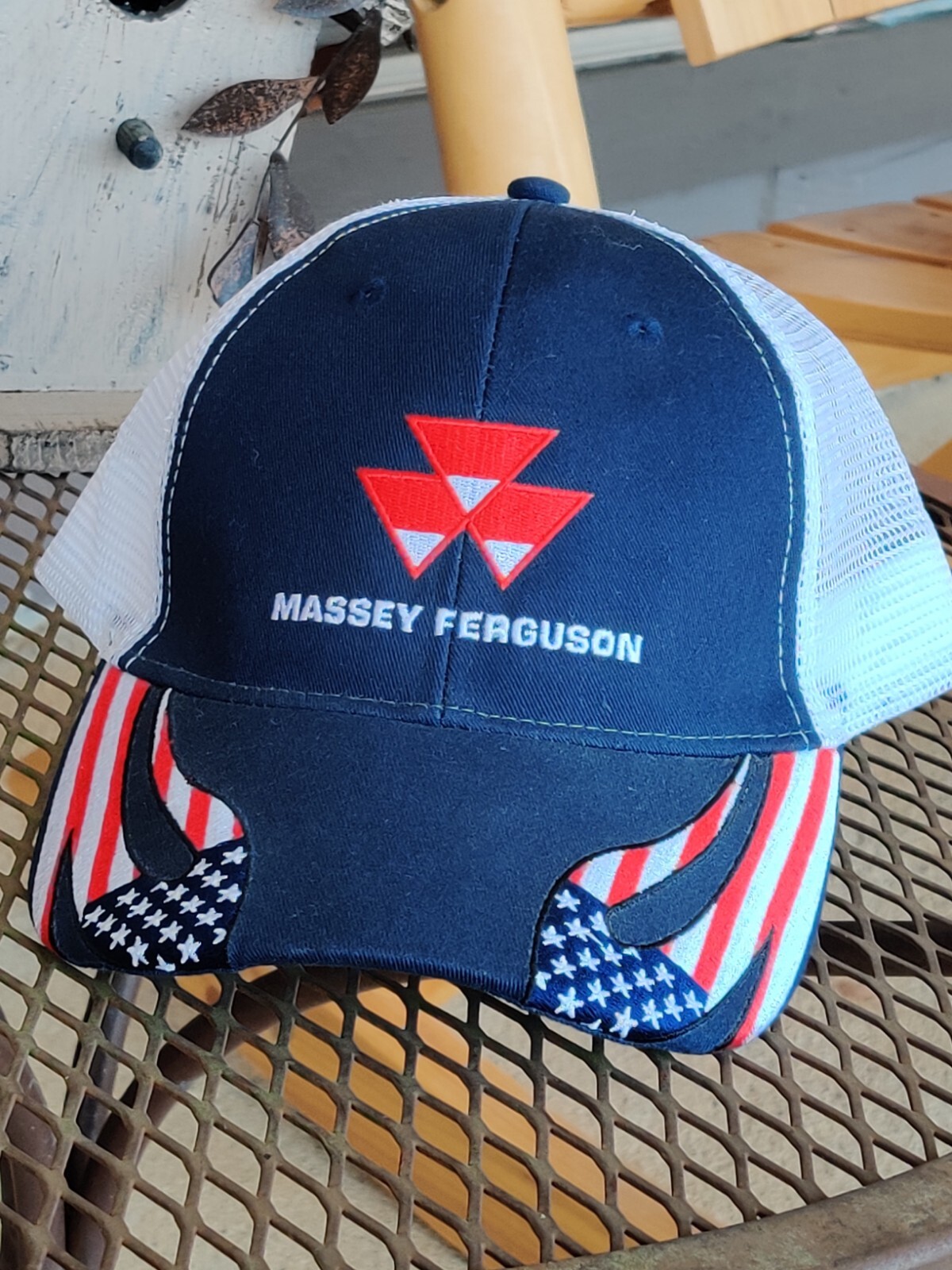 Massey Ferguson American Flag Ball Cap Hat Embroidered MF Logo 03459 ...
